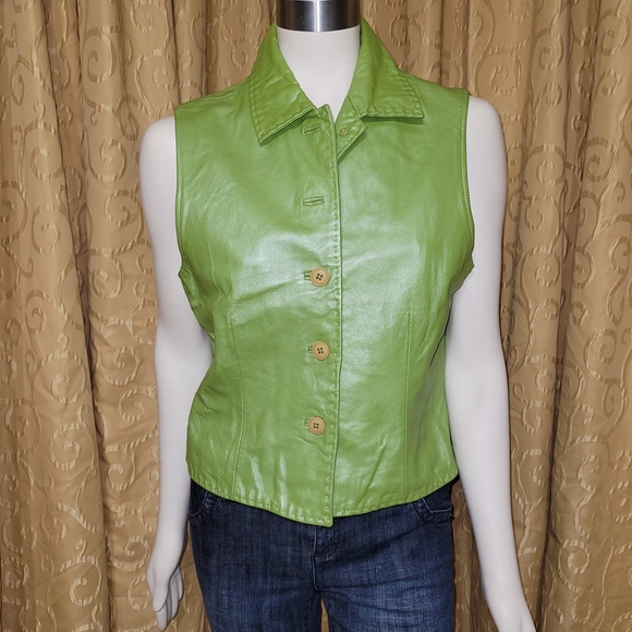 Saguaro | Jackets & Coats | Womens Large Saguaro Green Leather Vest ...